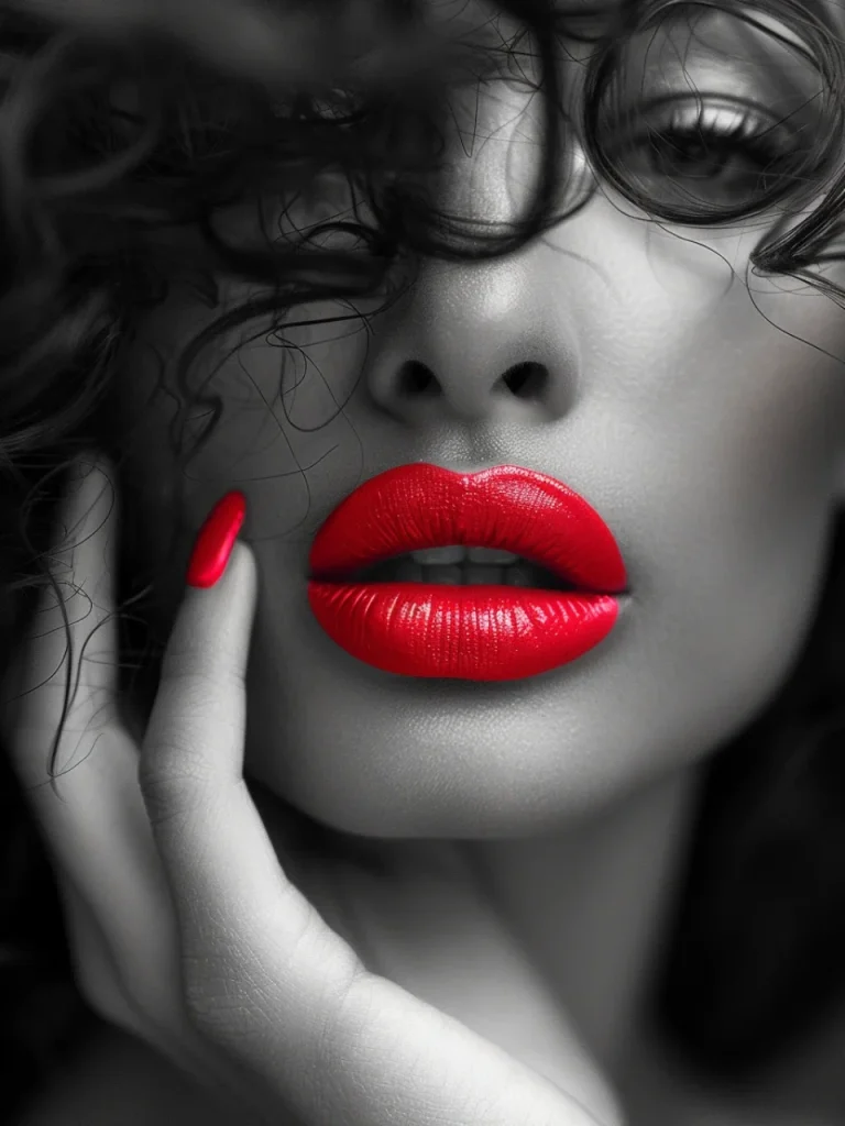 Cool Poster – Scarlet Lips | Bold red lips in black & white elegance
