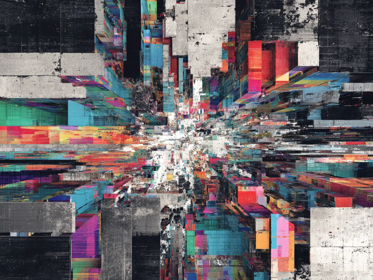 Posters for Living Room – Urban Burst | Bold glitch art